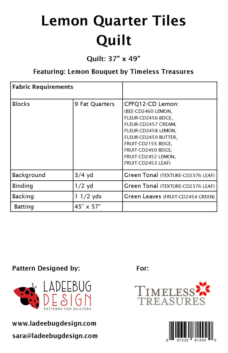 Lemon Quarter Tiles – Ladeebug Design